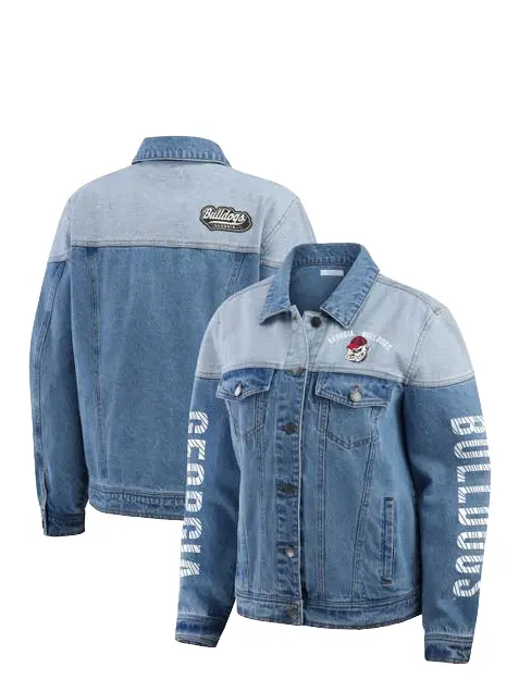 WEAR BY ERIN ANDREWS Georgia Bulldogs Sleeve Hit Colorblock Button-down Jacket - Denim