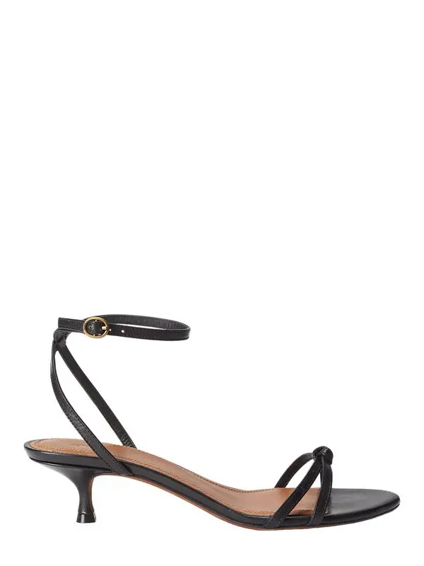 Ralph Lauren Leather Kitten-heel Sandal - Black