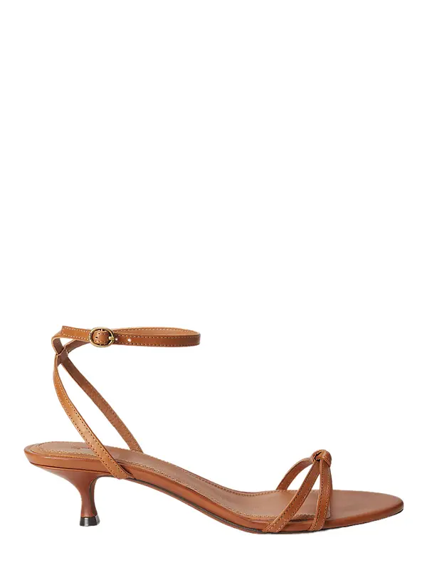Ralph Lauren Leather Kitten-heel Sandal - Cuoio