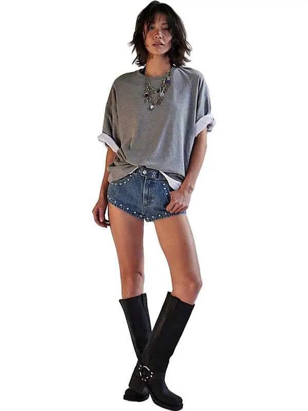 Free People We The Free Perfect Oversized Tee - Heather Grey