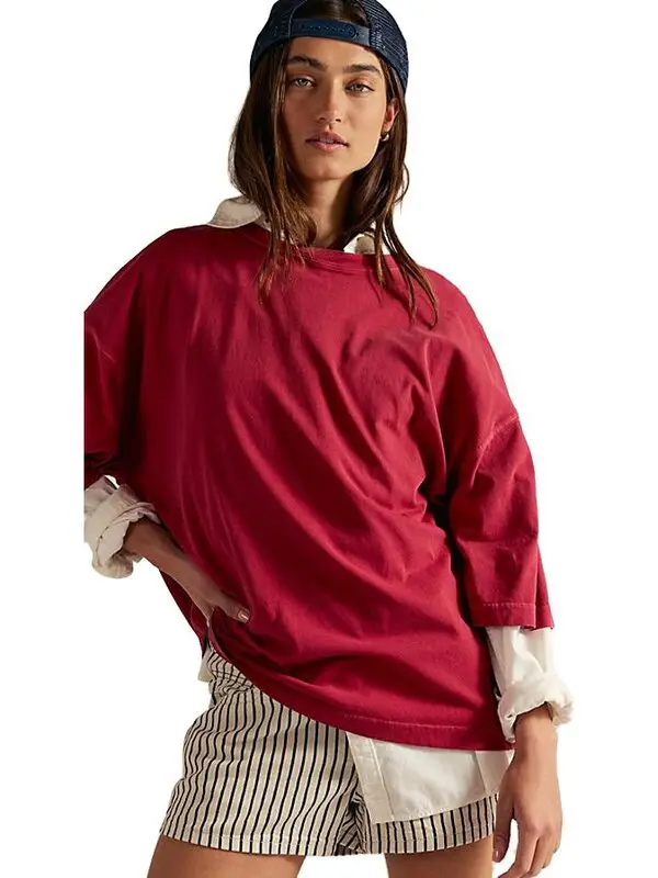 Free People We The Free Perfect Oversized Tee - Retro Red