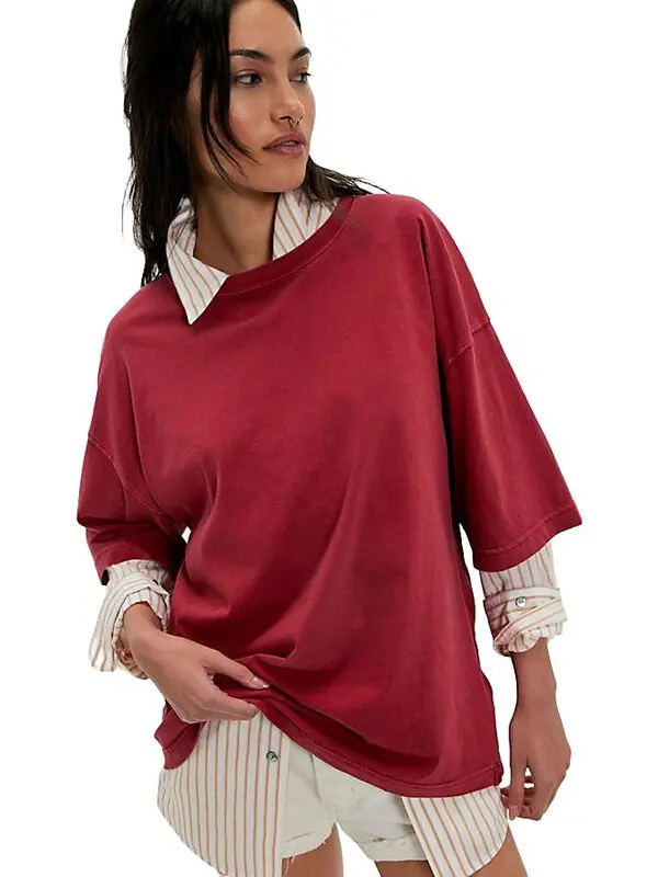 Free People We The Free Perfect Oversized Tee - Retro Red