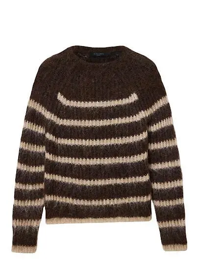 ALLSAINTS Riga Striped Knitted Jumper - Bttle Brown/ba
