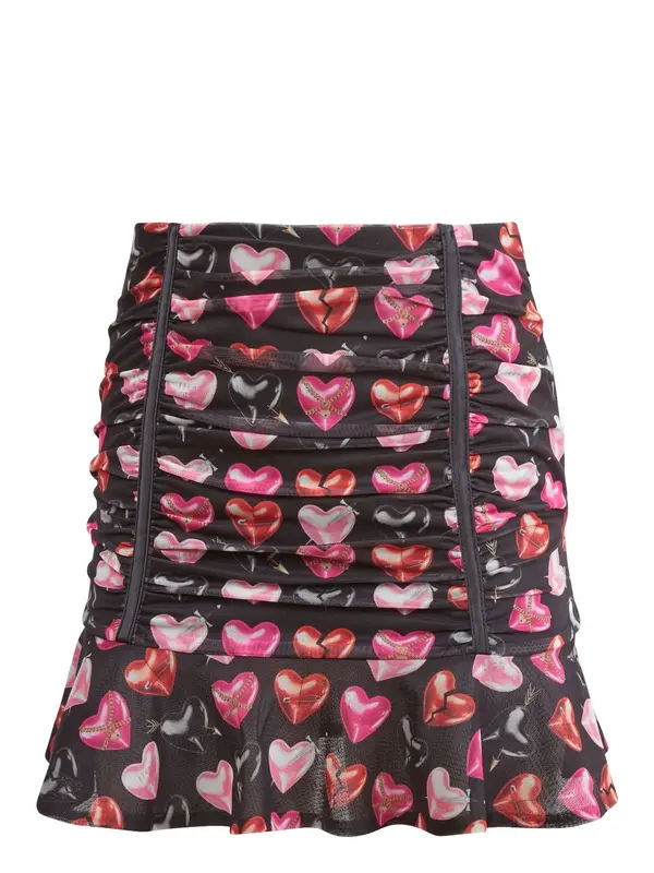 Fleur Du Mal Heart-print Mini Skirt - Black