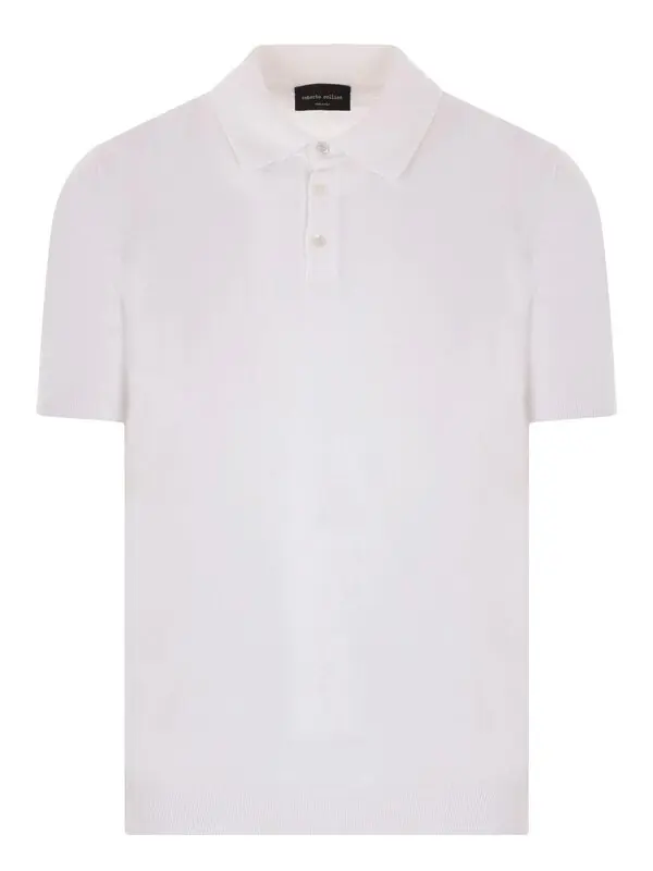 ROBERTO COLLINA Knitted Cotton Polo Shirt - White