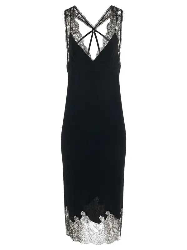 Givenchy Lace-panel Midi Dress - Black