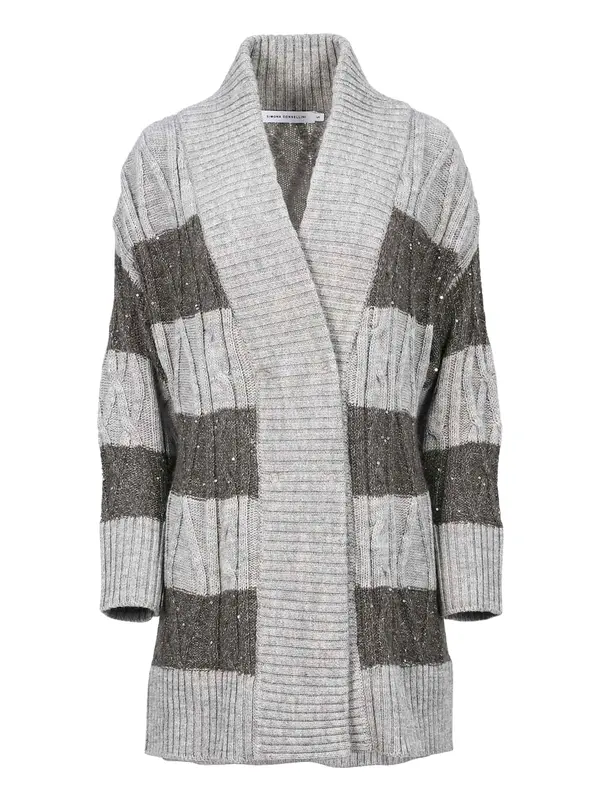 SIMONA CORSELLINI Striped Cardigan - Grey