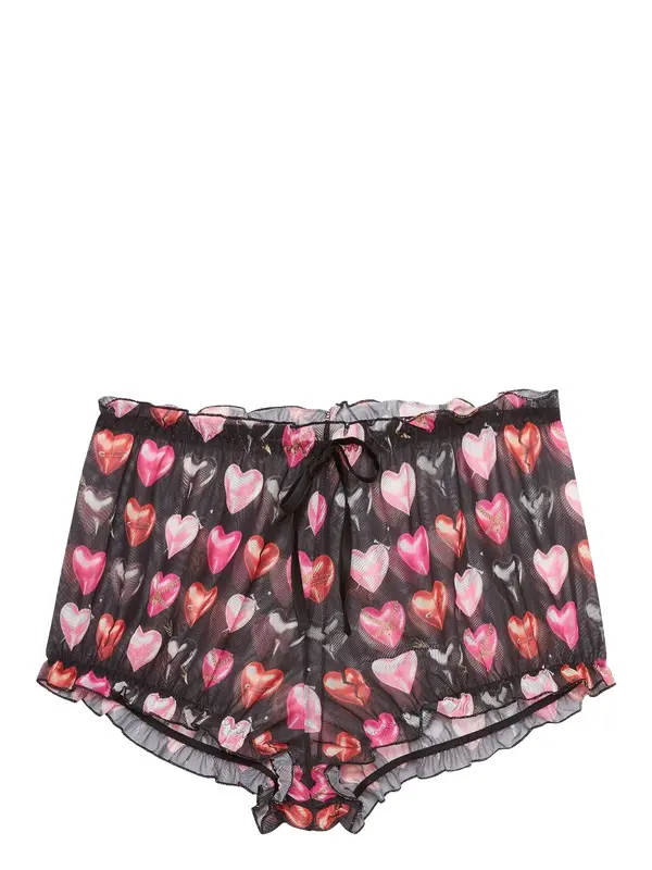 Fleur Du Mal Ruched Mesh Boxer Shorts - Black