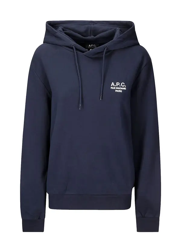 A.p.c. Logo-embroidered Hoodie - Blue