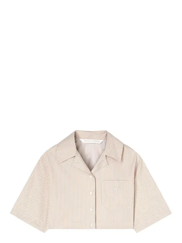 Palm Angels Logo Cropped Shirt - Neutrals