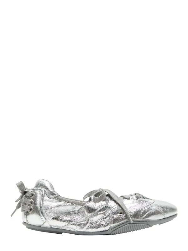 Acne Studios Lace-up Leather Ballet Flats - Silver