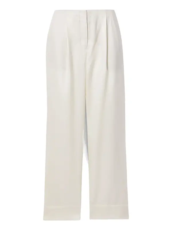 INTERIOR Pleated Wool-blend Twill Pants - Ivory