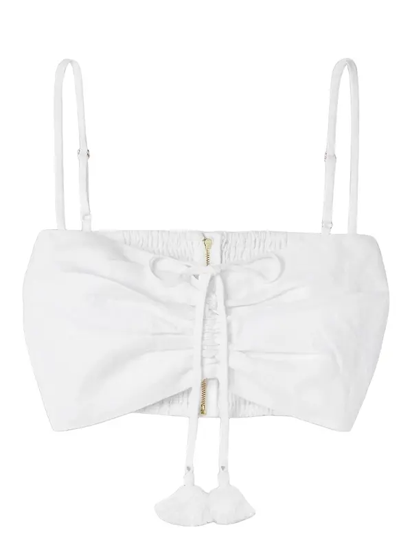 Cara Cara Maidstone Cropped Linen Top - White