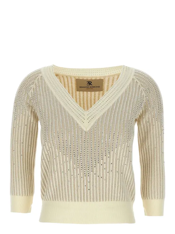 Ermanno Scervino Rhinestone-embellished Jumper - White