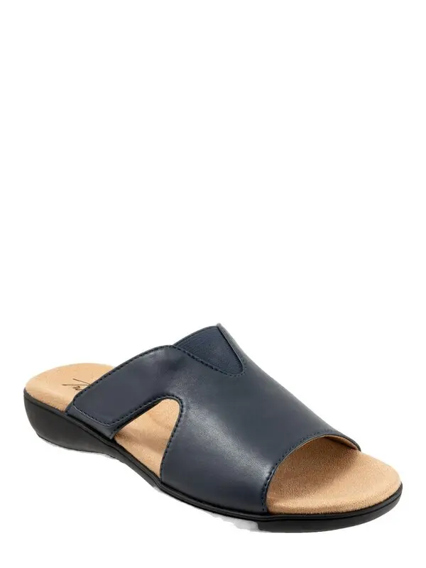 Trotters Roxine Leather Slide Sandal - Navy