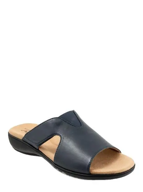 Trotters Roxine Leather Slide Sandal - Navy