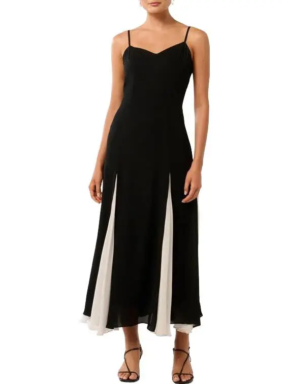 EVER NEW Dahlia Contrast Godet Pleat Gown - Black/white
