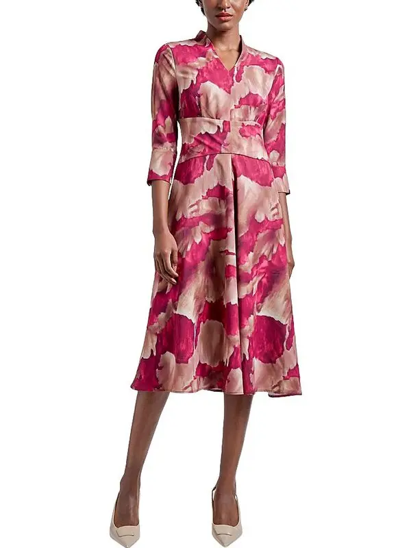 Misook Printed Dress - Pink Flash Multi