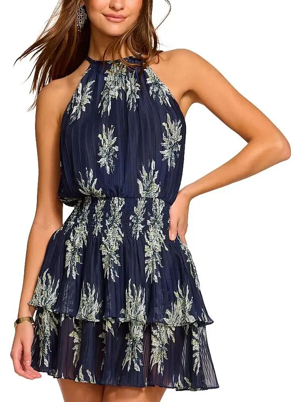 Ramy Brook Donnielle Floral Halter Neck Dress - Navy Floral