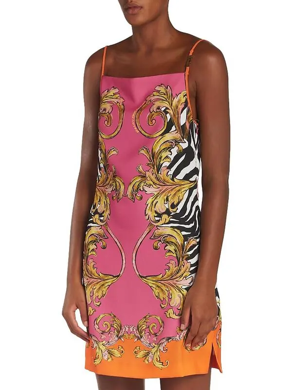 Versace Satin Zebra Print Mini Dress - Flamingo
