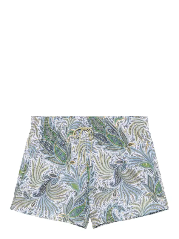 Etro Leaf-print Swim Shorts - Blue