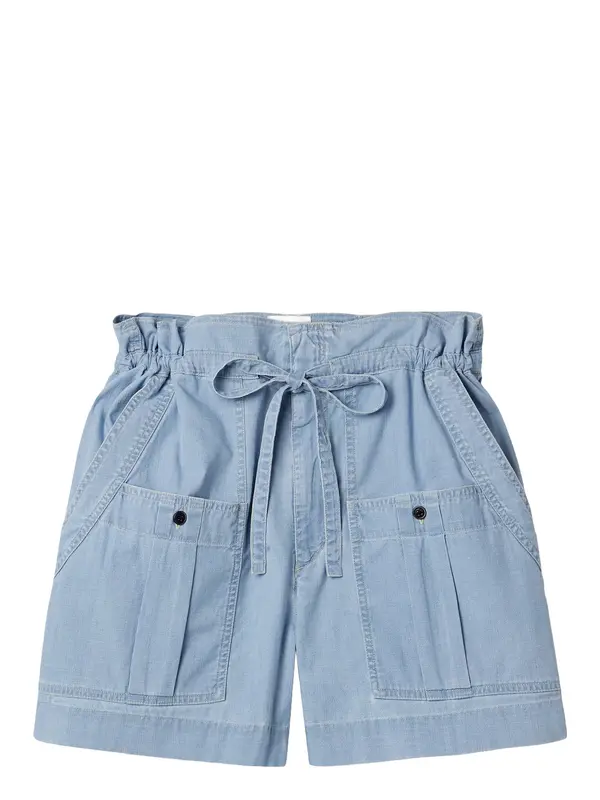 MARANT ETOILE Valdina Cotton-chambray Shorts - Blue