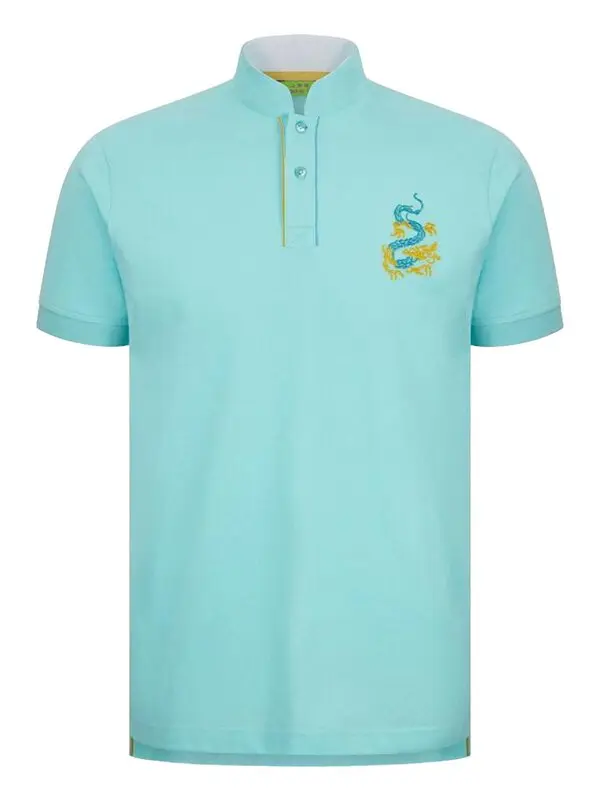 Shanghai Tang Dragon-embroidered Polo Shirt - Blue