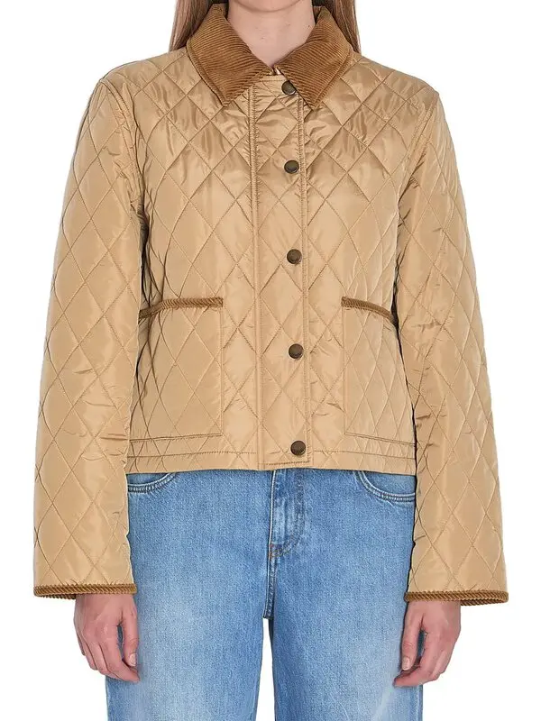 Burberry Quilted Cropped Jacket - Beige