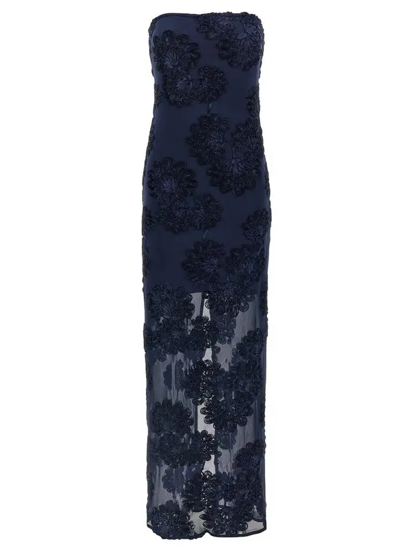 Remain Birger Christensen 3d Mesh Maxi Dress - Blue