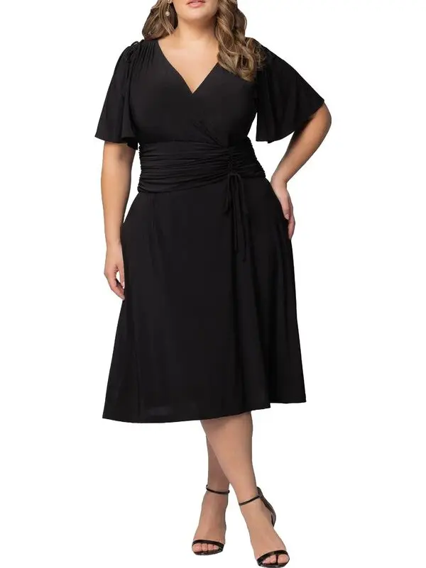 KIYONNA Jemma Ruched Tie Dress - Black Noir