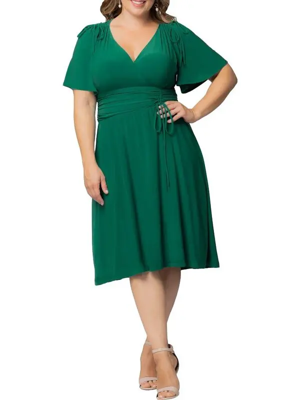 KIYONNA Jemma Ruched Tie Dress - Clover Green