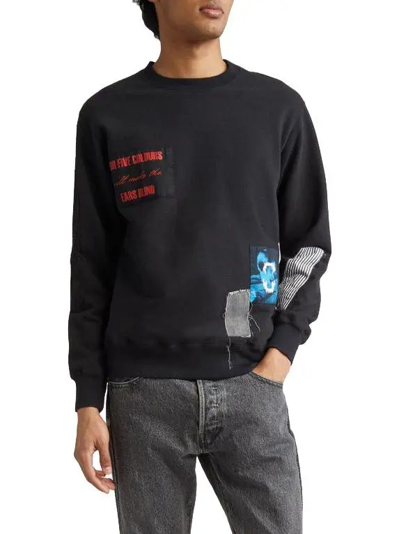 Undercover Distressed Patchwork French Terry Sweatshirt - Black