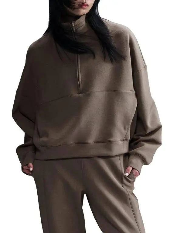 Nike 24.7 Dri-fit Oversized Half-zip Top - Mink Brown/ Mink Brown