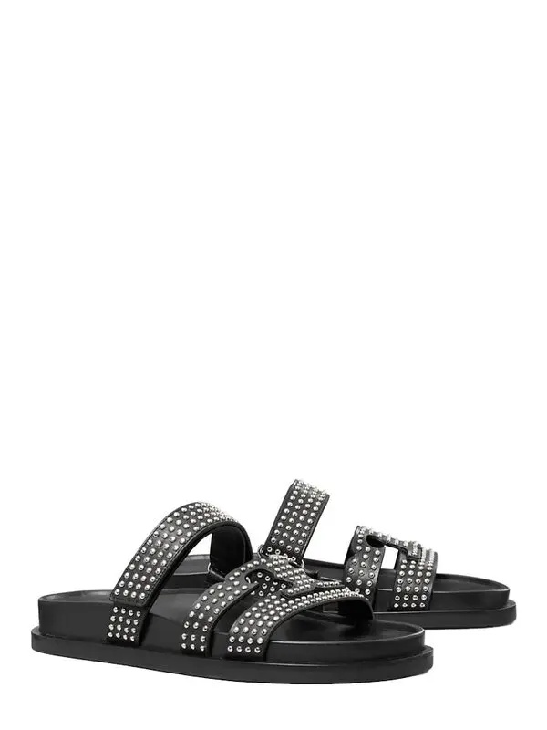 Tory Burch Ines Studded Slides - Perfect Black