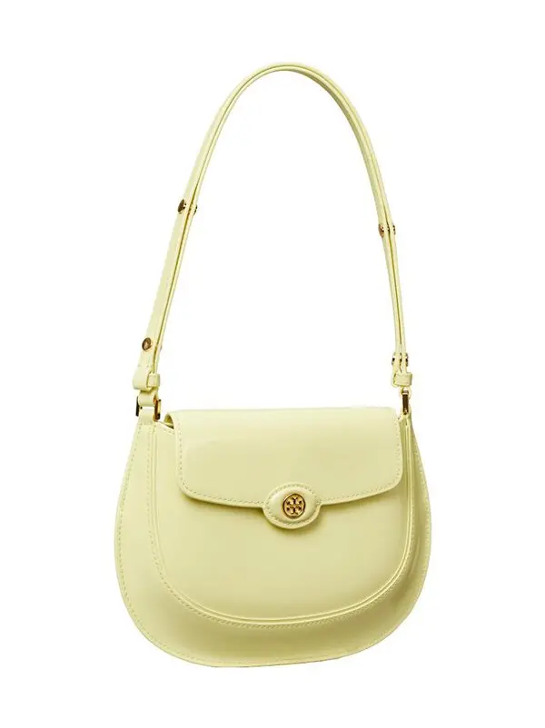 Tory Burch Robinson Spazzolato Small Flap Bag - Lemon