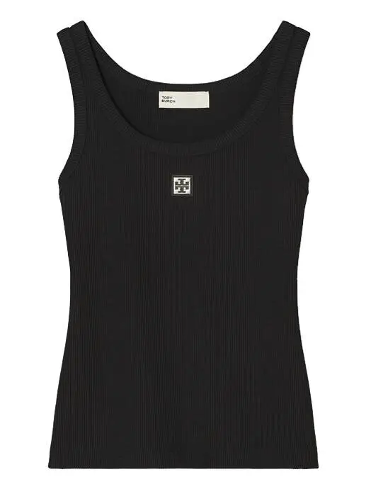 Tory Burch Cotton Scoop Tank - Black