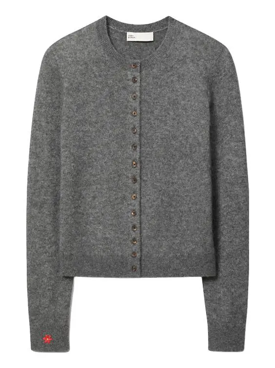 Tory Burch Cashmere Silk Cardigan - Gray