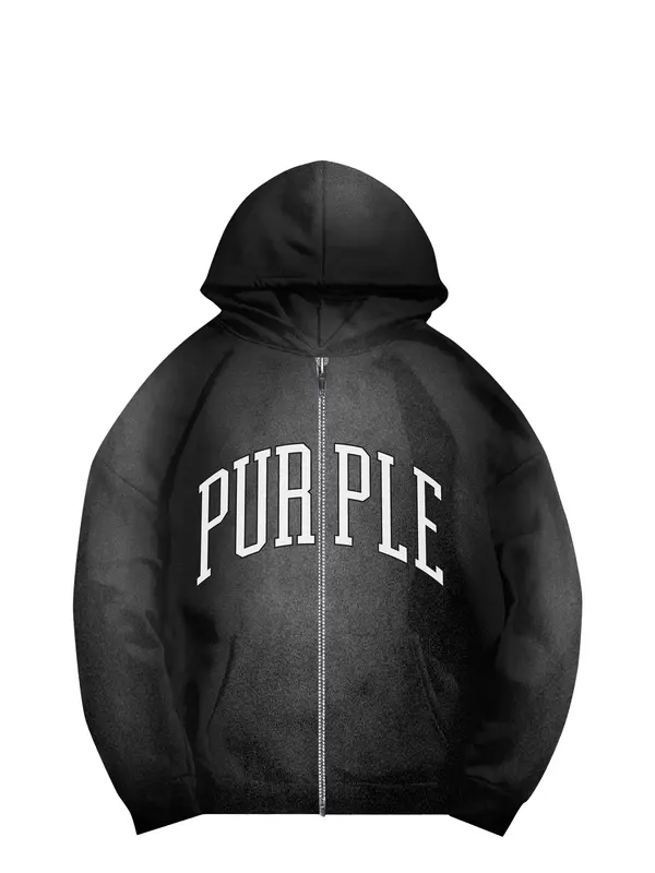 PURPLE BRAND Heavyweight Fleece Full Zip Hoodie - Black