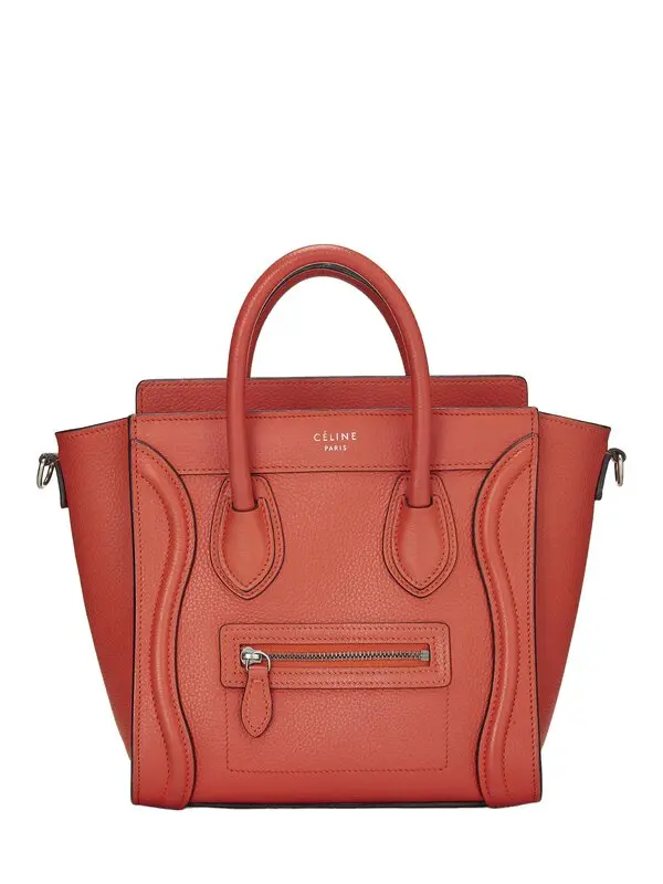 Celine Drummed Calfskin Luggage - Orange