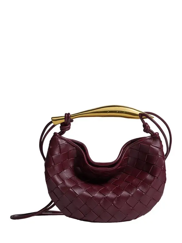 Bottega Veneta Intrecciato Leather Baby Sardine Bag With Metallic Top Handle - Barolo
