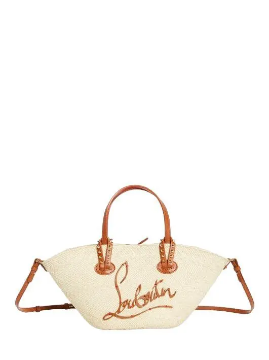 CHRISTIAN LOUBOUTIN Mini Cabata Raffia Basket Tote - Natural/ Cuoio