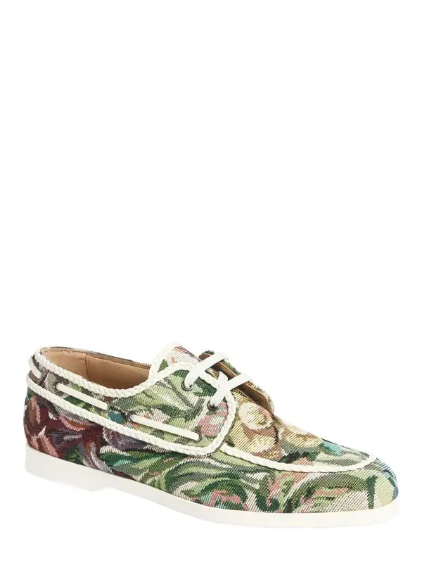 Valentino Garavani Palm Avenue Jacquard Boat Shoe - Multicolor/ Ivory
