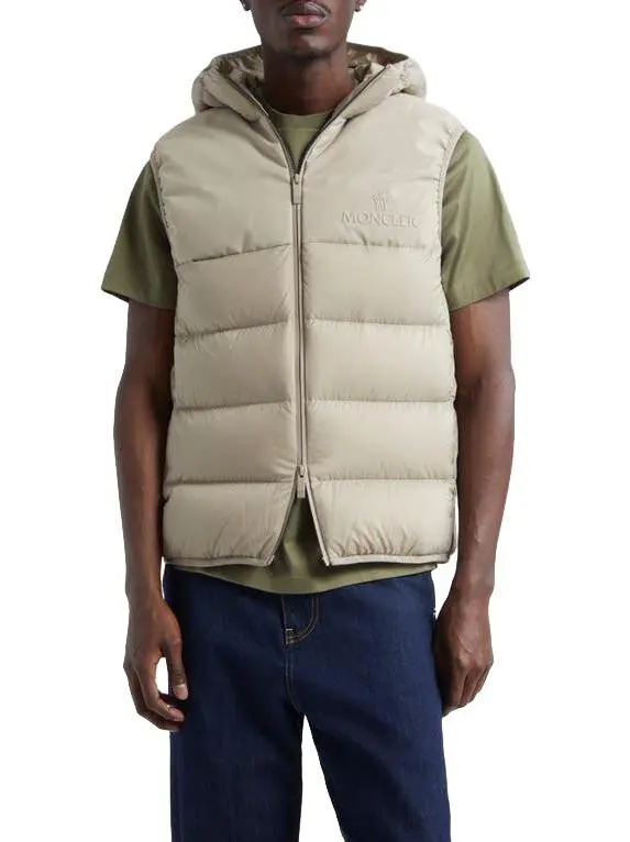 Moncler Bresse Hooded Puffer Vest - Sand Beige