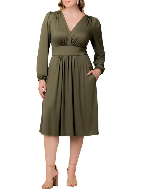 KIYONNA Diana Long Sleeve Dress - Olive