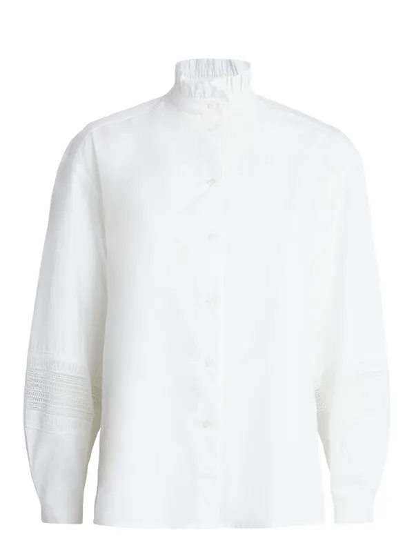 Claudie Pierlot Cotton Broderie Anglaise-trim Shirt - Neutral