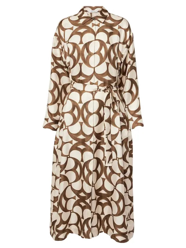 Max Mara Ileana Printed Silk Twill Shirt Dress - White