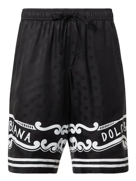Dolce & Gabbana Paisley Silk Twill Bermuda Shorts - Black