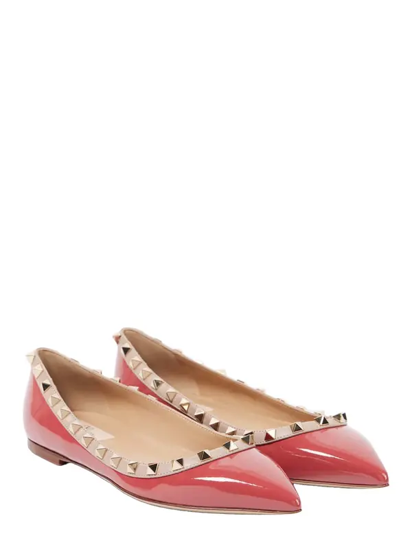 Valentino Garavani Rockstud Patent Leather Ballet Flats - Pink