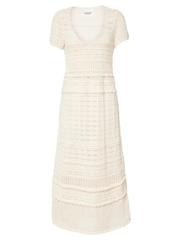MARANT ETOILE Aurore Knitted Cotton Midi Dress - White