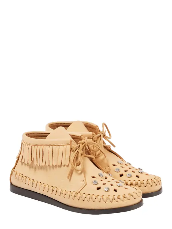 Isabel Marant Felsa Leather Moccasins - Beige